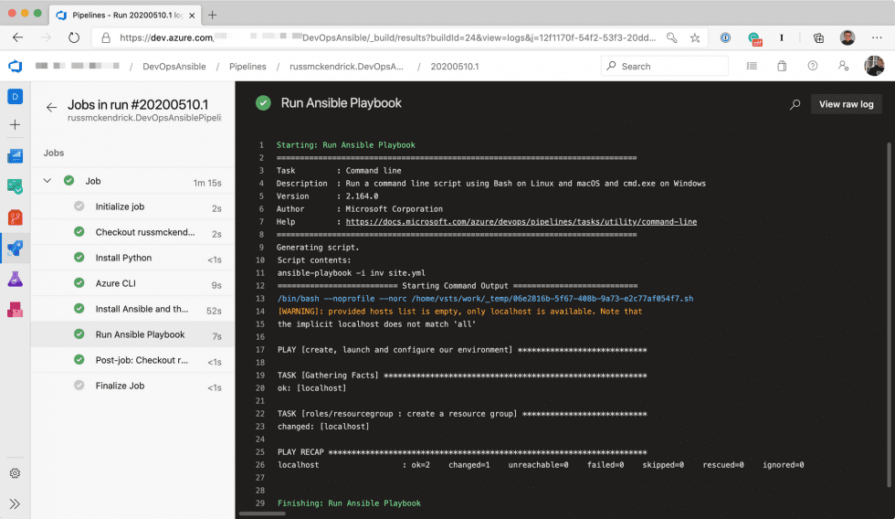 Blog: Azure DevOps Ansible Pipeline | Russ McKendrick
